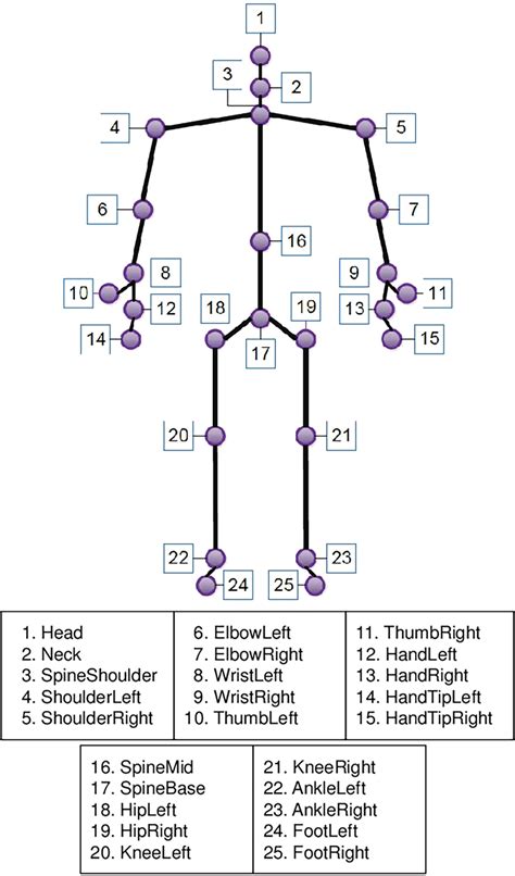 Skeletal Landmark Definition Provided By The Kinect Software Download Scientific Diagram