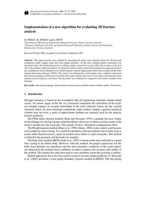 pdf implementation of a new algorithm for evaluating 3d fracture analysis