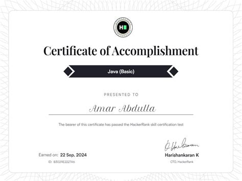 Amar Abdulla On Linkedin Java Certification Programming Hackerrank Learningjourney Techskills
