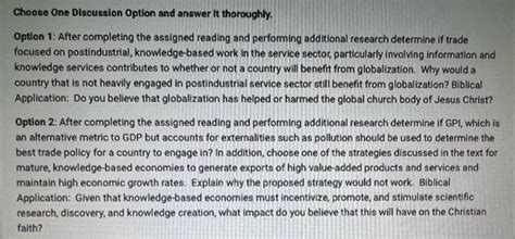 Option 1 After Completing The Assigned Reading And