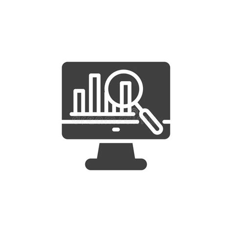 Screen With Graph And Magnifying Glass Vector Icon Stock Vector