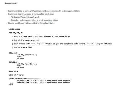 Solved Requirements Implement Code To Perform 2s