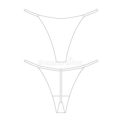 Template String Thong Underwear Vector Flat Design Outline Clothing
