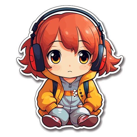 Chica Linda Con Pegatina Vector Premium