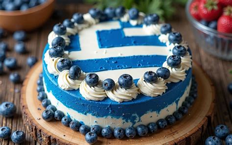 다운로드 케이크에 페인트 칠한 그리스 깃발 4k 그리스 깃발 빵 굽기 그리스 열매와 케이크 그리스의 깃발 그리스어 깃발로 케이크 바탕 화면 무료 데스크톱 용