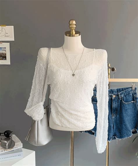 몽글짜임 시스루긴팔세트얇은긴팔세트 여름니트썸머시스루은은시스루 투피스세트 살안타템비치룩휴가룩 은은한 시스루 몽글 트임 긴팔 니트나시set R968 몽글니트