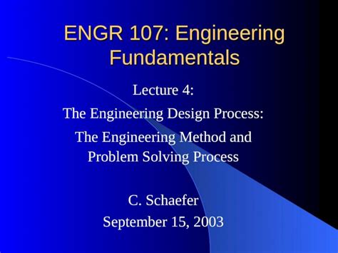 Ppt Engr 107 Engineering Fundamentals Lecture 4 The Engineering