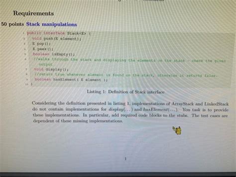 Solved Requirements Points Stack Manipulations Chegg