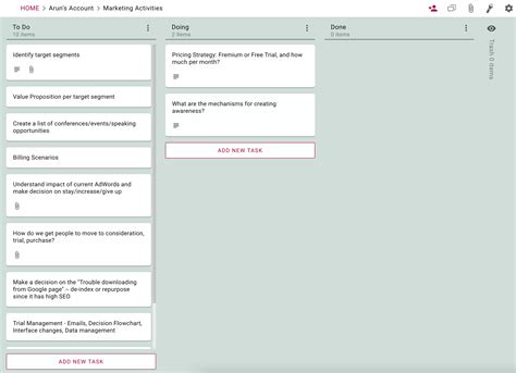 케리카 칸반 팀을 위한 작업 보드