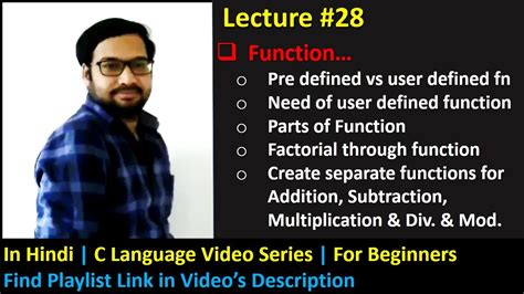 28 Hindi Function Types Need Of User Defined Functions Syntax Examples C Language In