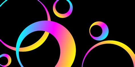 트렌디한 그라디언트가 있는 선형 원 패턴 텍스트를 위한 빈 공간이 있는 검은색 배경에 추상적인 구성 현대 벡터 그림 가로 배너입니다 개념에 대한 스톡 벡터 아트 및 기타