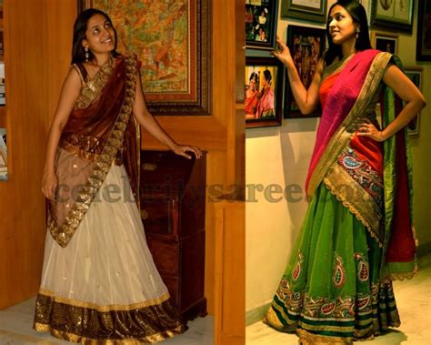 Multiple Borders Rich Half Sarees Saree Blouse Patterns