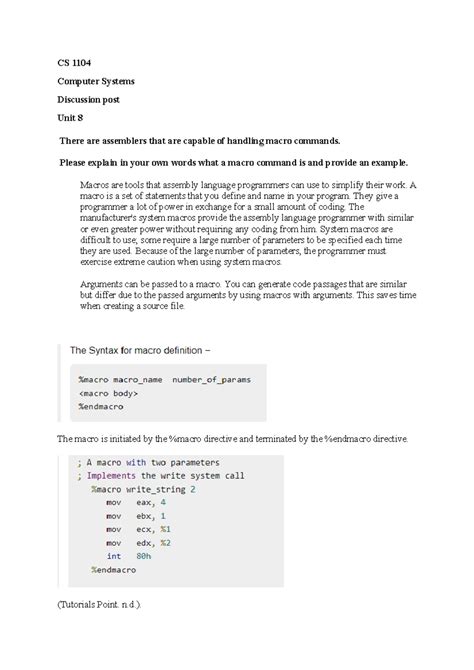 Cs 1104 Discussion Post Unit 8 Cs 1104 Computer Systems Discussion