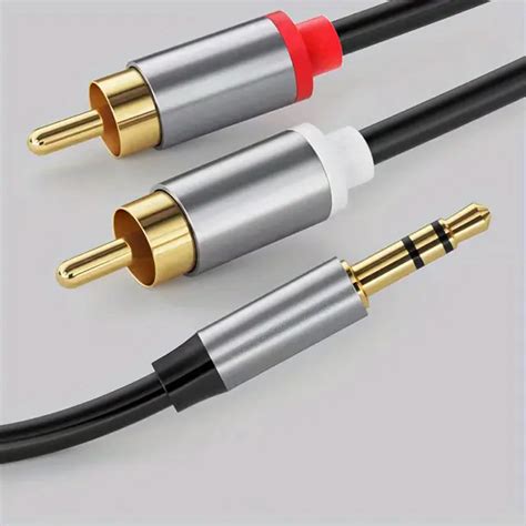 35mm ~ 2rca 케이블 Aux 오디오 어댑터에 Rca 남성 Hifi 사운드 헤드폰 잭 어댑터 금속 쉘 Temu