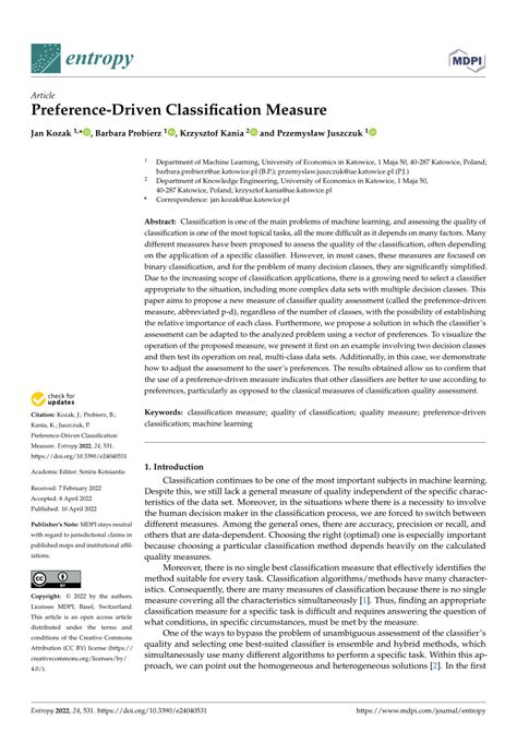 Pdf Preference Driven Classification Measure