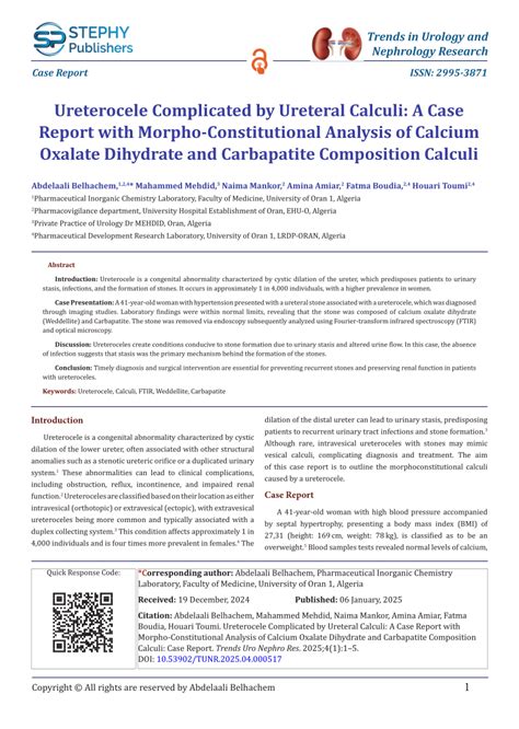 Pdf Ureterocele Complicated By Ureteral Calculi A Case Report With
