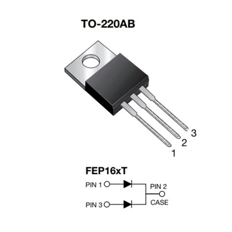 Fep16bt Diode Array 1 Pair Common Cathode 100v 16a Through Hole To 220 3 Makers Electronics