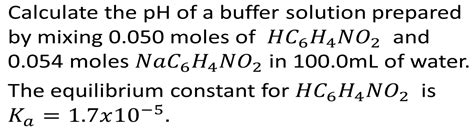 Solved Calculate The PH Of A Buffer Solution Prepared By Chegg