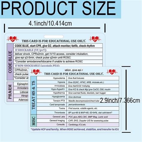 5 Pack Acls Reference Card Heart Cpr Code Blue Emtrnmd Cards For Medical 29 X 41 Inch Acls