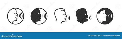 Speak Voice Control Recognition Command Icon Pictogram Vector Black White Man Person Talk Face