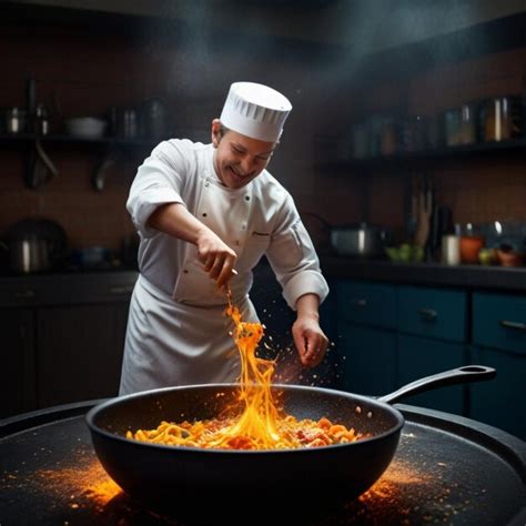 Crazy Dancing Chef Premium Ai Generated Image