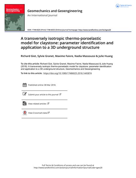 pdf a transversely isotropic thermo poroelastic model for claystone