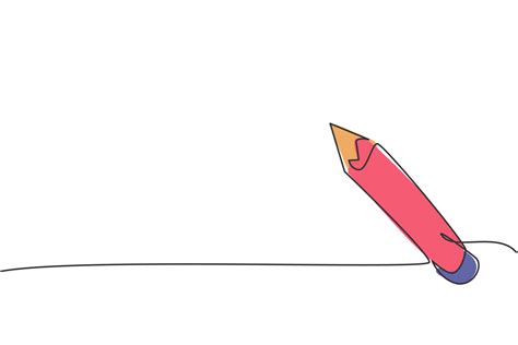 Single Continuous Line Drawing Of Wooden Pencil Writing Tool Back To