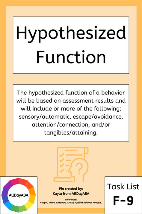 Hypothesized Function Interpreting Functional Assessment Data Section F 9 Assessment Data