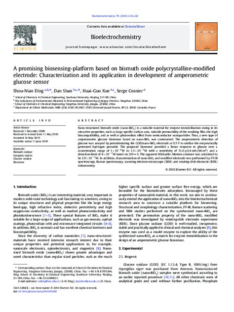Pdf A Promising Biosensing Platform Based On Bismuth Oxide Polycrystalline Modified Electrode