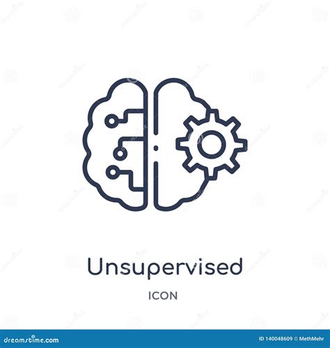 outline unsupervised learning vector icon isolated black simple line