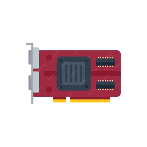 Premium Vector Gpu Board Icon Flat Vector Computer Card Chip Fan Isolated
