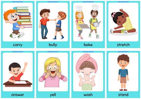 Free Printable Action Verbs Flashcards 4 About Preschool