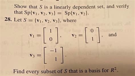 solved show that s is a linearly dependent set and verify