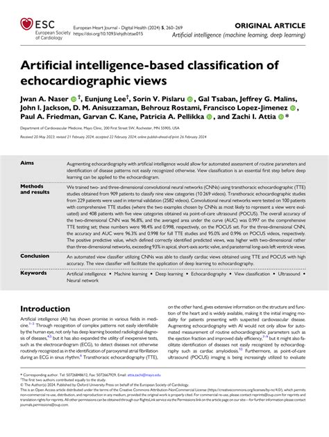 PDF Artificial Intelligence Based Classification Of Echocardiographic Views