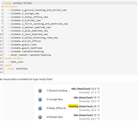 Entity Filter Card What Are The Correct States For Heating Third