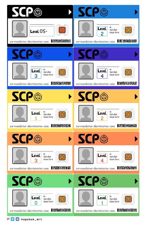 Полноценный сет ключ карт Scp для печати Kepchuk The Scp