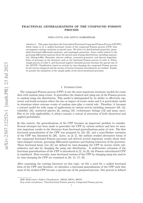 Pdf Fractional Generalizations Of The Compound Poisson Process