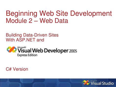 Ppt Dynamic Data Driven Web Development With Aspnet Powerpoint