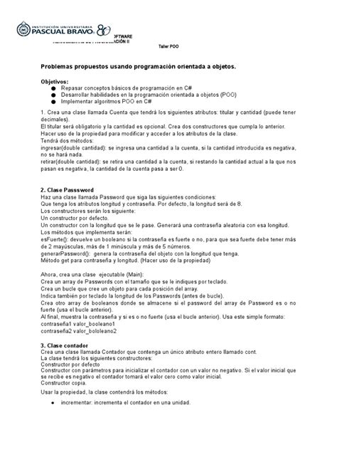 Taller Programación Orientada A Objetos Descargar Gratis Pdf Objeto Informática