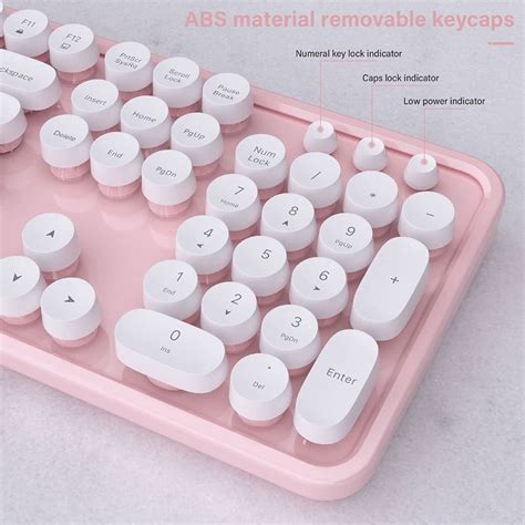 Ubotie Colorful Computer Wireless Keyboard Mouse Combos Typewriter Flexible Keys Office Full