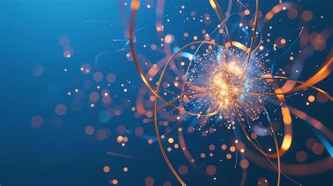 Premium Photo Abstract Glowing Futuristic Blue And Gold Background Shiny Particles And