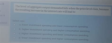 Solved The Level Of Aggregate Output Demanded Falls When Chegg