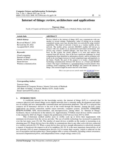 Internet Of Things Review Architecture And Applications Pdf Internet Of Things Cloud