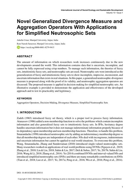 Pdf Novel Generalized Divergence Measure And Aggregation Operators With Applications For