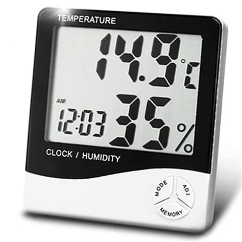digital thermohygrometer with clock and lcd display