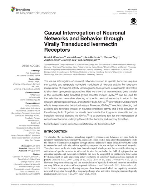 Pdf Causal Interrogation Of Neuronal Networks And Behavior Through Virally Transduced