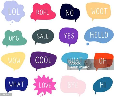 버블 토크 문구 다른 단어 코멘트 정보 모양 벡터와 온라인 채팅 클라우드 격언에 대한 스톡 벡터 아트 및 기타 이미지 격언 기포 낱말 Istock