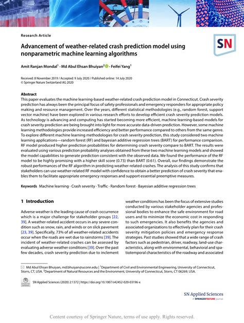 Advancement Of Weather Related Crash Prediction Model Using