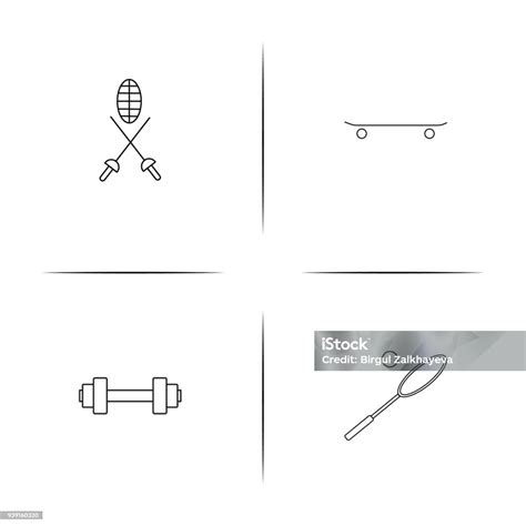 스포츠 피트 니스 및 레크리에이션 간단한 선형 아이콘 설정합니다 개요 벡터 아이콘 0명에 대한 스톡 벡터 아트 및 기타 이미지 0명 덤벨 디자인 Istock