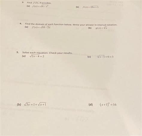 solved 3 find f 3 if possible a f x 6−x2 b